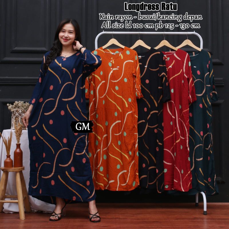 Jual Daster panjang busui kancing depan kain rayon adem nyaman dipakai ...