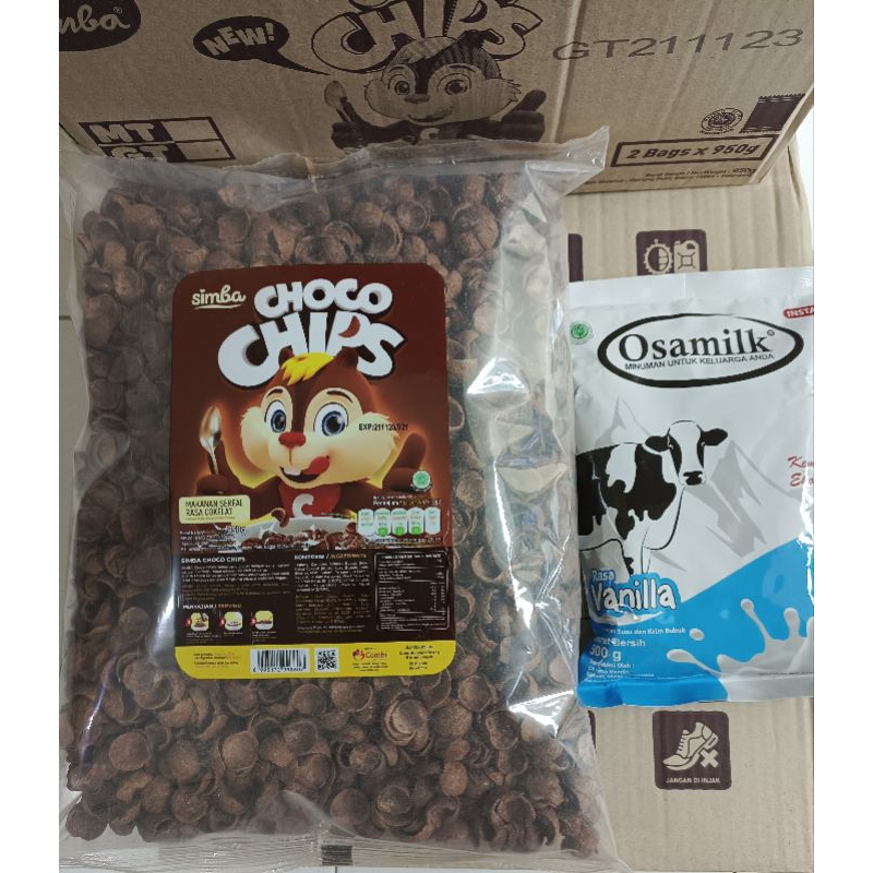 Jual PAKET SIMBA CHOCO CHIPS 1KG+SUSU OSAMILK VANILA 500GR | PAKET ...