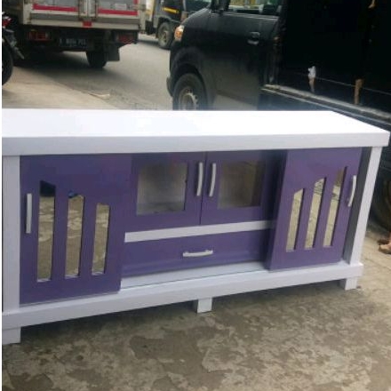 Jual bupet tv meja tv rak tv minimalis kayu triplek pintu sleding ...