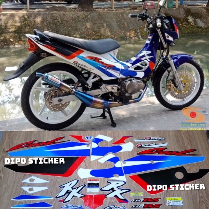 Jual Sticker striping Suzuki RK cool biru putih laminasi glosy | Shopee ...