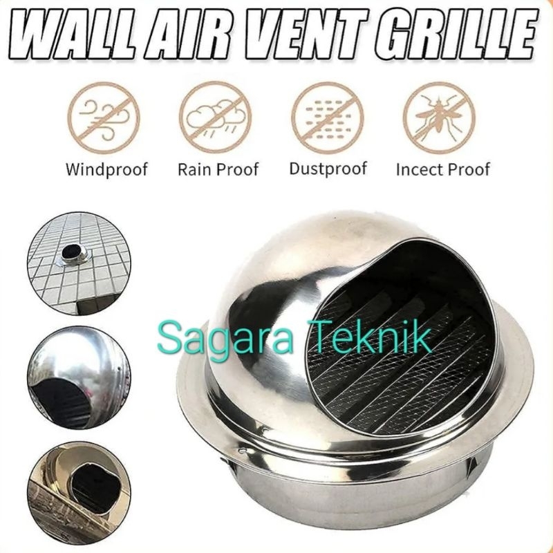 Jual tutup cooker hood dinding 5 in / wall air vent grille 5" cover ...