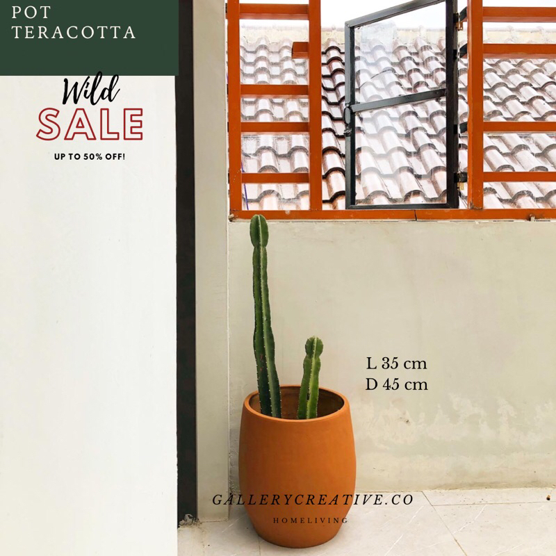 Jual pot terracotta besar diameter 35cm /pot besar aesthetic / pot ...
