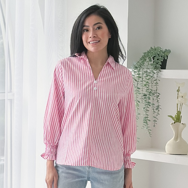 Jual ATASAN BLOUSE KIVANY SALUR LENGAN PANJANG - PAKAIAN WANITA KATUN ...