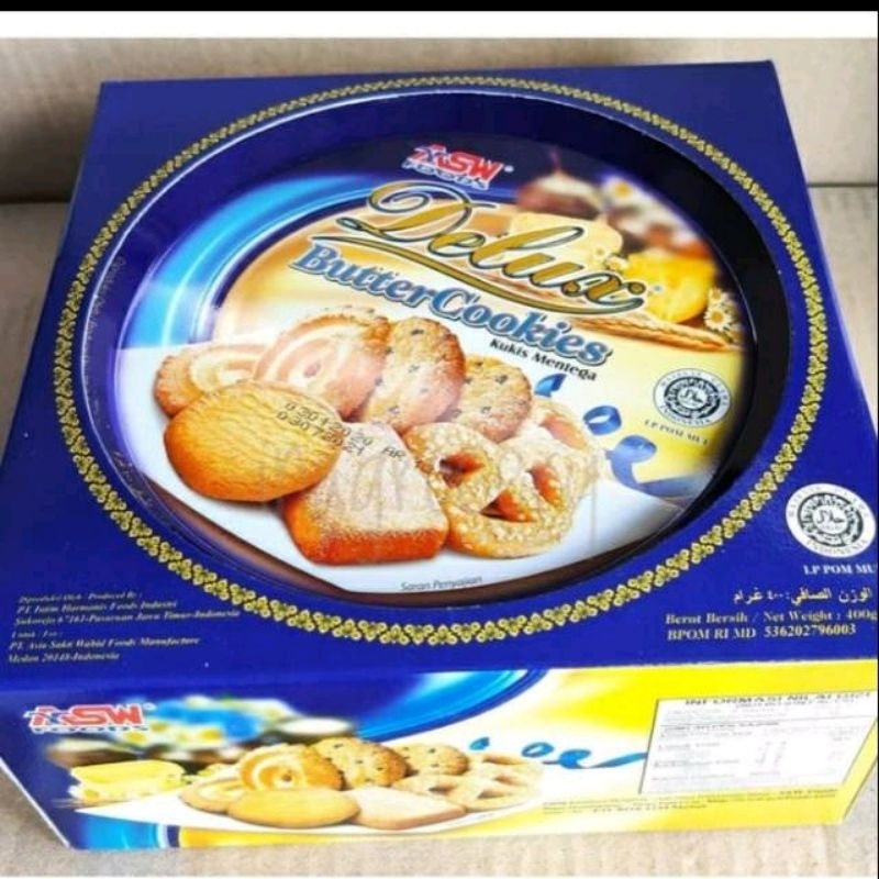 Jual ASW Delux butter cookies biskuit kaleng kukis mentega 350 gram ...