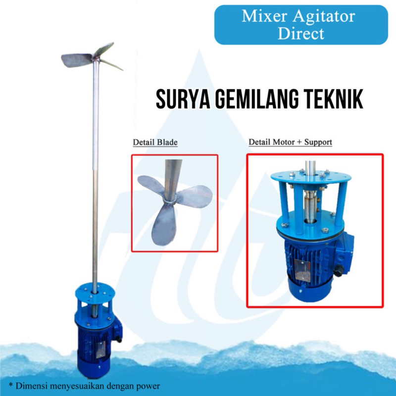 Jual Agitator Mixer Kimia SS304 0.75KW 1HP 2770RPM 3 Phase 2 Pole ...
