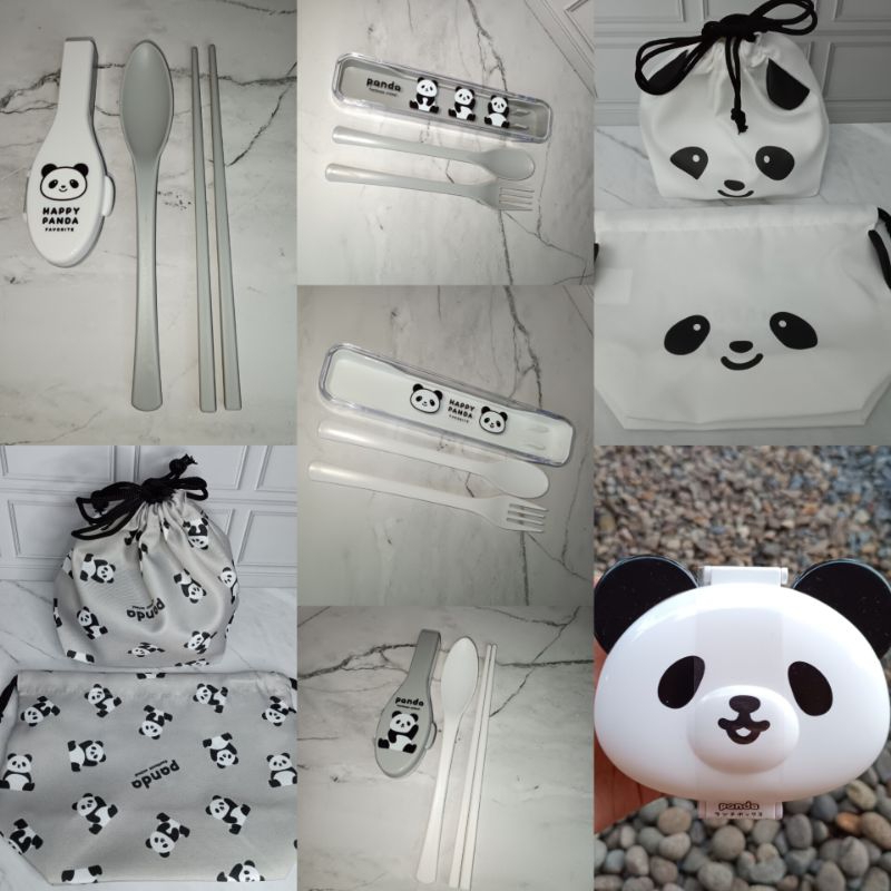 Jual Seria Daiso Watts Japan - Lunch Box Lunch Bag Cutlery Set Panda ...