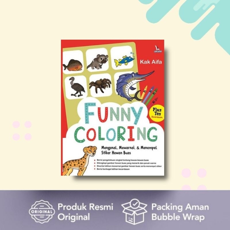 Jual Buku Funny Coloring Mengenal Mewarnai & Menempel Stiker Hewan Buas ...