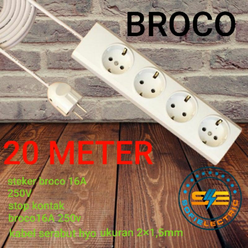 Jual broco stop kontak kabel panjang sampai 20 meter | Shopee Indonesia