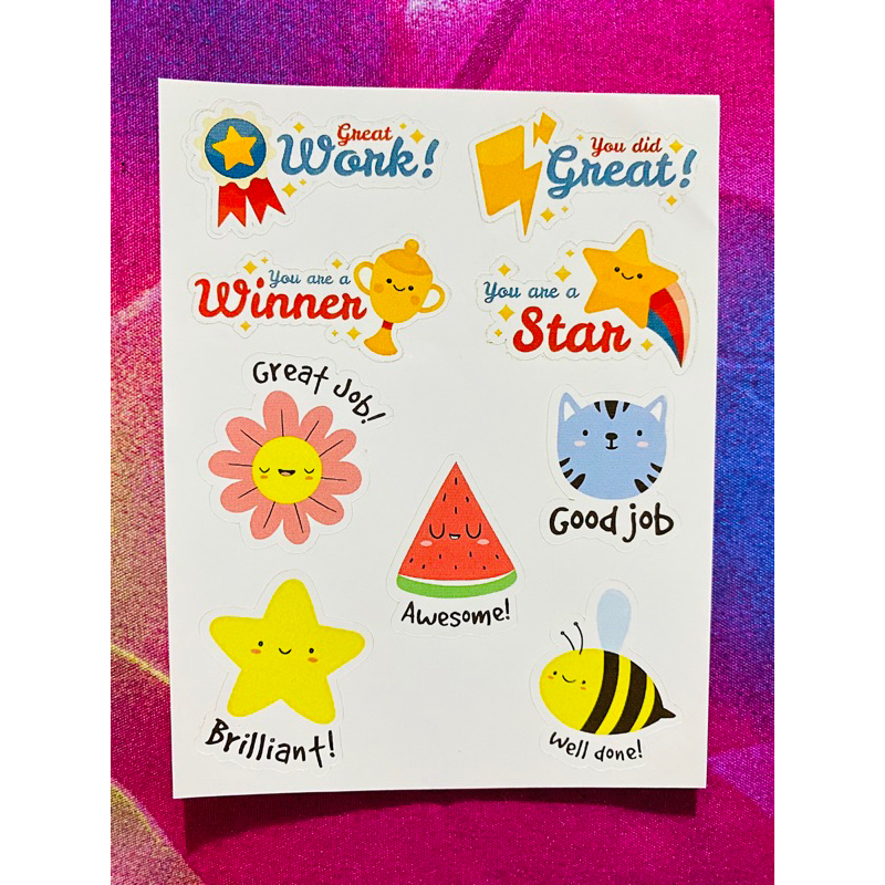 Jual Sticker Pack Kata-kata Keren Brilliant Awesome Good Job Great Work ...