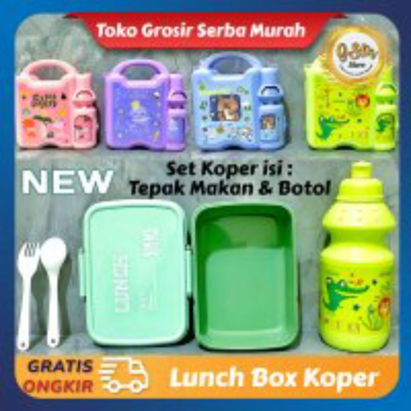 Jual KOPER SET ALAT MAKAN DAN BOTOL MINUM LUNCH BOX SET | Shopee Indonesia