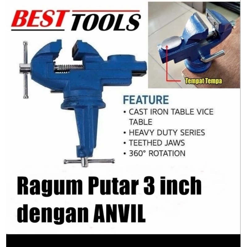 Jual Ragum Putar 3 With Anvil Catok Meja Putar Tanggem Penjepit Meja 3 ...