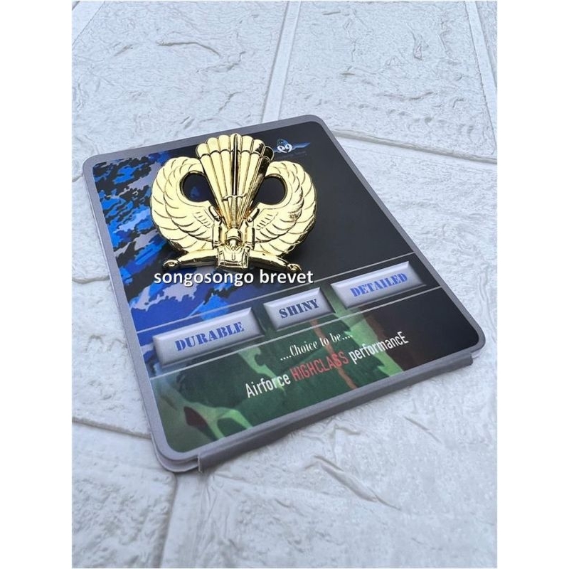 Jual Brevet TNI AU, Wing Terjun Bebas Tempur (TBT), polos | Shopee ...