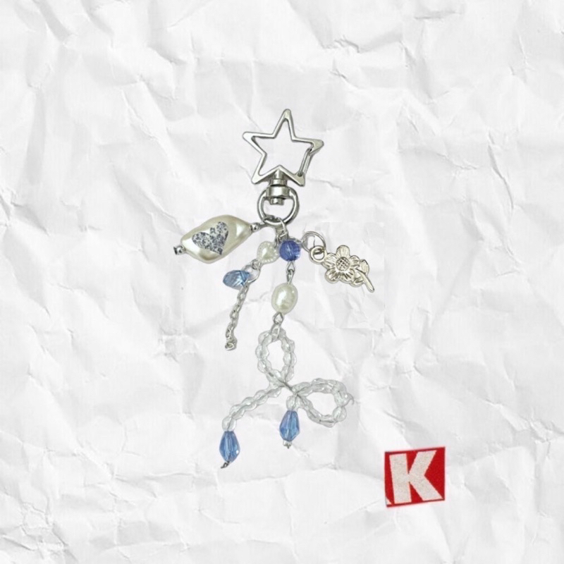 Jual keychain coquette ribbon keychain beaded keychain gantungan kunci ...