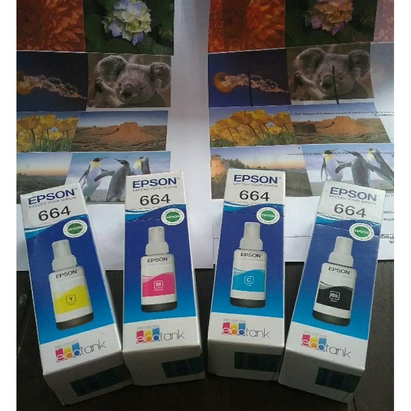 Jual Tinta EPSON 664 Original Cyan Magenta Yellow Black | Shopee Indonesia
