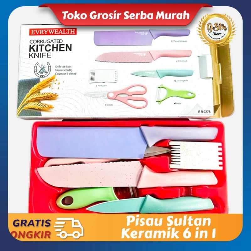 Jual PISAU SET KERAMIK 6 IN 1 ANEKA WARNA / PISAU SET JERAMI PISAU ...