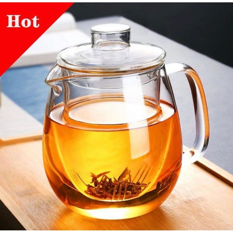 Jual Teko Teh Kaca Dengan Saringan Tahan Panas / Teko Kaca Gaya Jepang / Glass Infuser Teapot ...