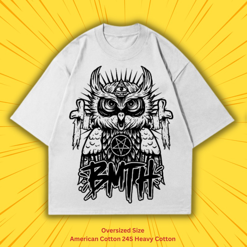 Jual T-Shirt BMTH OWL Bring Me The Horizon | Oversized Model white ...