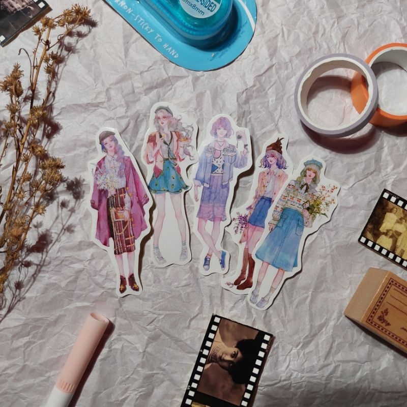 Jual Stiker Gadis Girl Sticker Aesthetic untuk DIY Scrapbook Bujo ...