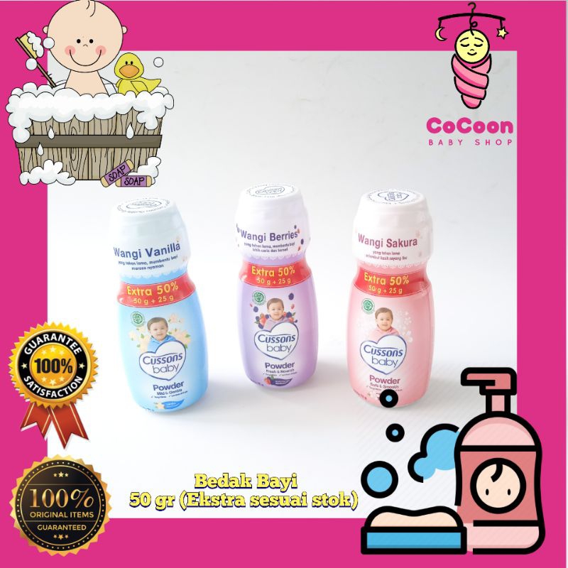 Jual Bedak Bayi Cusson Cussons Baby Powder Vanila Sakura Berries 50 g ...
