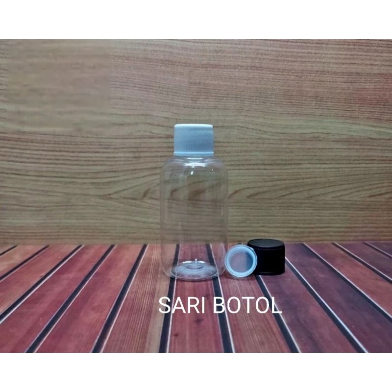 Jual BOTOL ULIR 100ML SBR CLEAR TUTUP ULIR PLASTIK HITAM PUTIH PET 100 ML NATURAL BENING ...