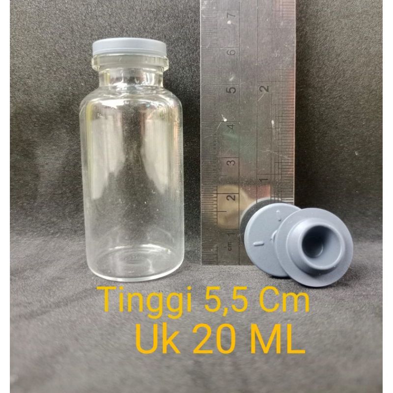 Jual BOTOL VIAL 20 ML || BOTOL KACA + TUTUP KARET || PINICILIN(1000pcs ...