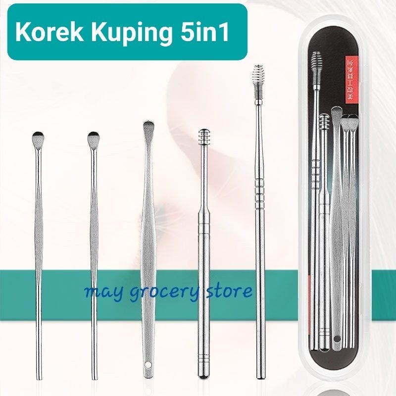 Jual Korek Kuping 5in1 Stainless Steel / Set Ear Cleaner / Ear Wax ...