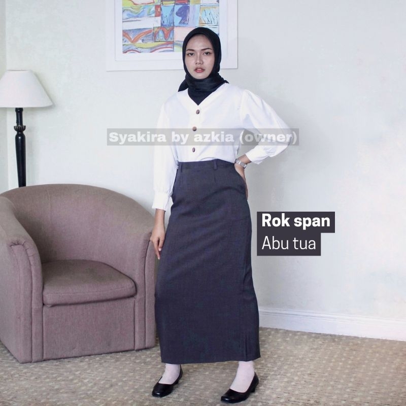 Jual Rok kerja wanita span terbaru polyester premium stretch import ...