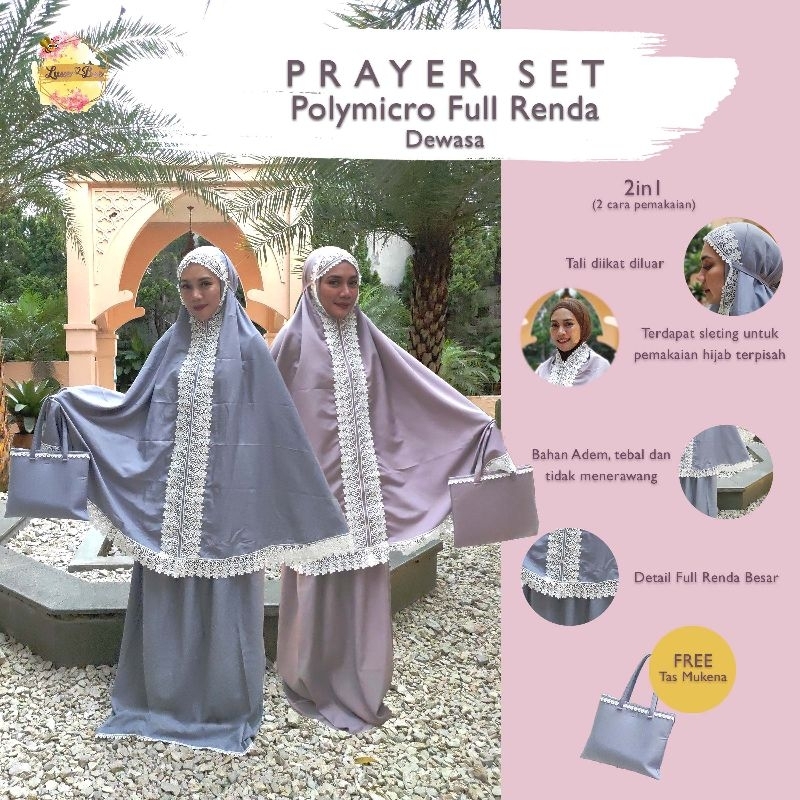 Jual Mukena 2 in 1 Katun Polymicro, Dewasa (Renda Besar) | Shopee Indonesia