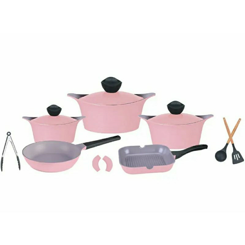 Jual 12 pcs set Neoflam Korean Ecolon Ceramic Coating Pan and Granite ...