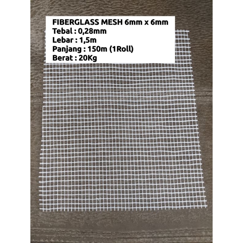 Jual FIBERGLASS MESH 6mm x 6mm Per Roll / Fiber Glass Mesh 6mmx6mm ...