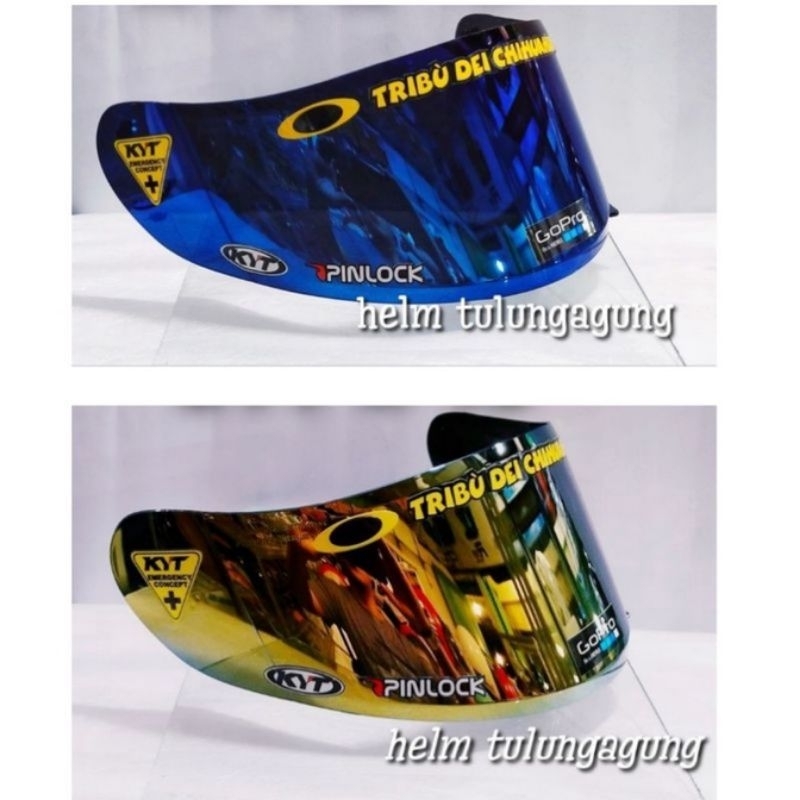 Jual Kaca helm full face flat visor iridium blue, gold, silver buat ...