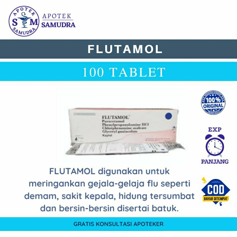 Jual FLUTAMOL KAPLET - 1 BOX ISI 10 STRIP (obat gejala-gelaja flu ...