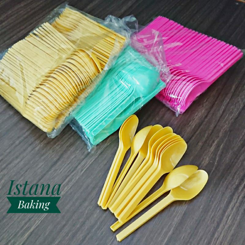Jual Sendok Teh Sendok STG Warna Sendok Eskrim Jelly Plastik isi 100pcs ...