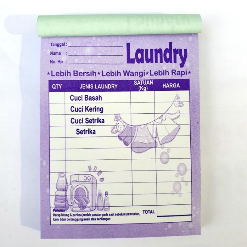 Jual NOTA LAUNDRY 2 ply / 2 rangkap warna warni MOTIF JEMURAN | Shopee ...