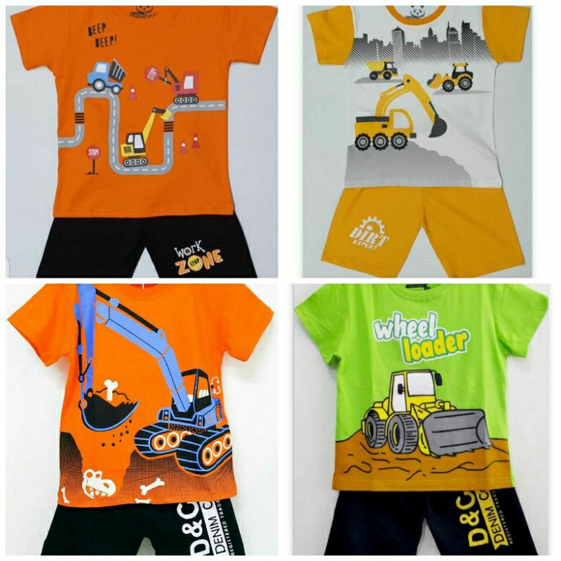 Jual SETELAN ANAK LAKI LAKI KARAKTER EXCAVATOR ORANGE DIG FOR FUN /BAJU ...