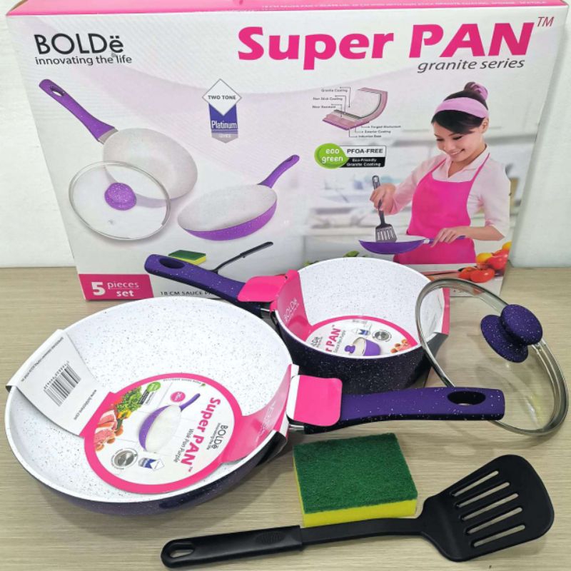 Jual BOLDe Wajan Set / Super Pan Set Granite Purple 5 Pcs | Shopee ...