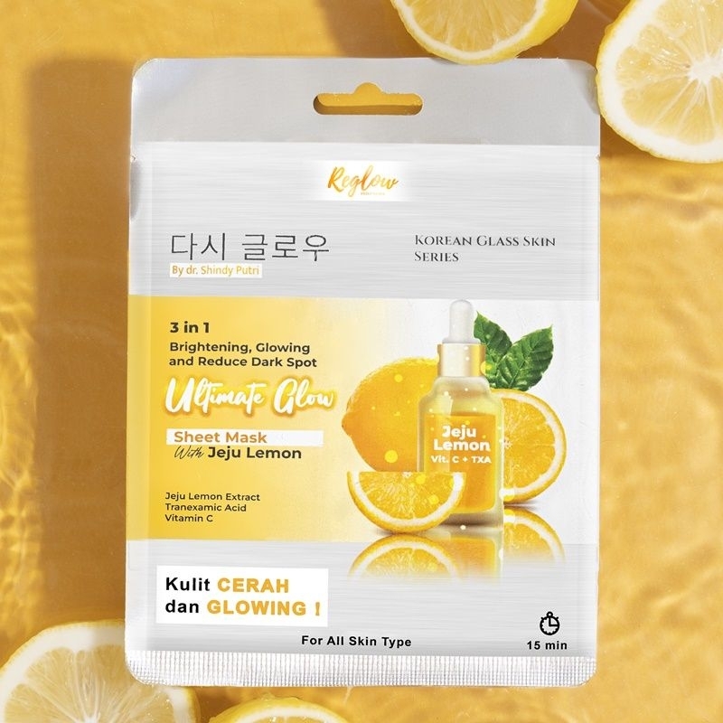 Jual REGLOW SHEET MASK 3 in 1 Jeju Lemon Masker wajah flek hitam ...