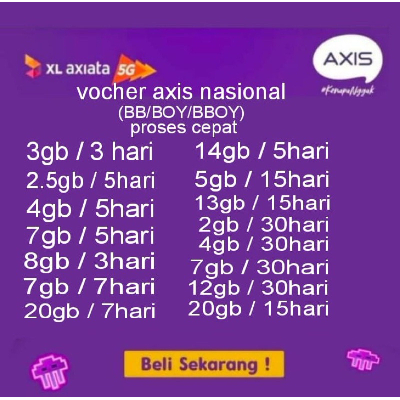 Jual ISI ULANG PAKET INTERNET AXIS HARIAN & BULANAN | Shopee Indonesia