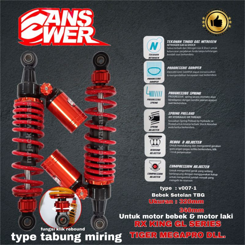 Jual Shock Belakang RX King/Megapro/GL Series/Tiger/Shogun Robot/Type ...