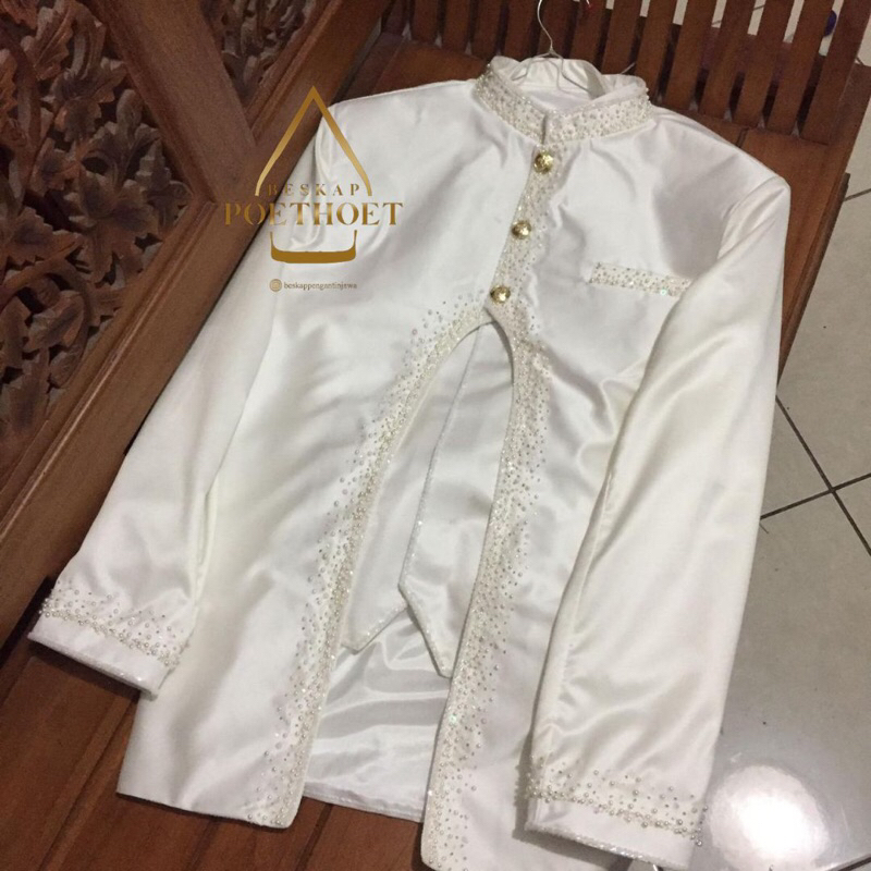 Jual Jas beskap pengantin muslim sunda kancing tiga putih akad nikah ...