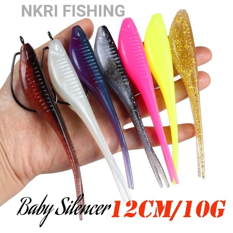 Jual softlure baby silencer 12 cm replika ozmy hook 5/0 kevlar 250lbs ...