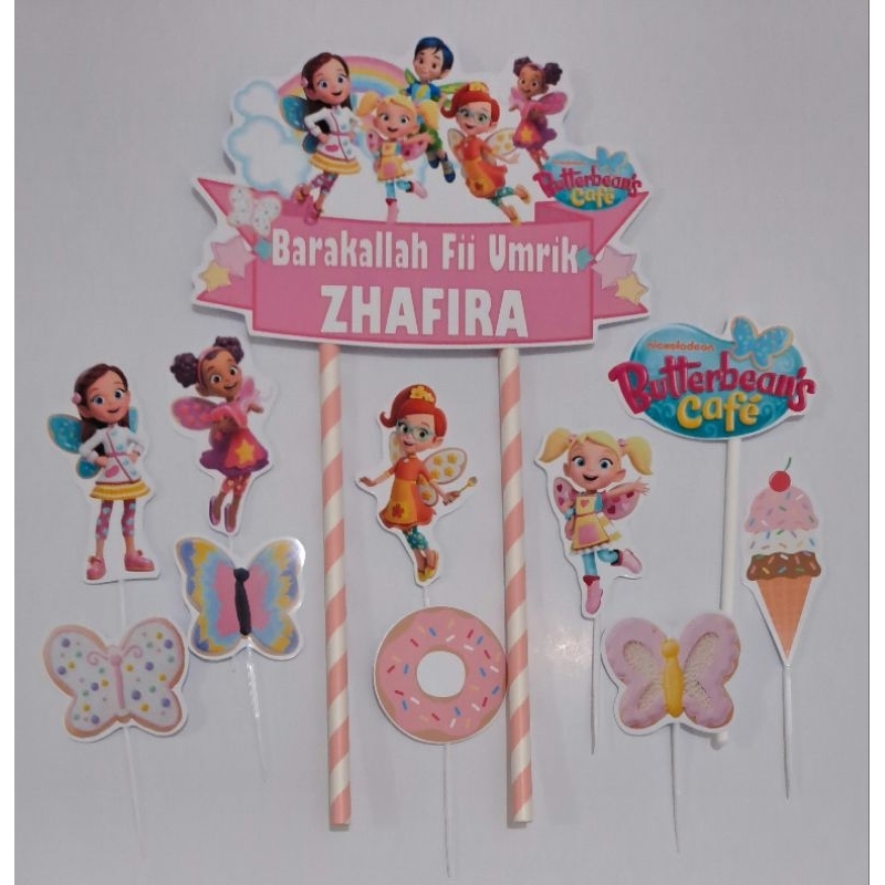 Jual TOPPER CAKE ULANG TAHUN GAMBAR BUTTERBEANS CAFE BISA CUSTOM NAMA ...