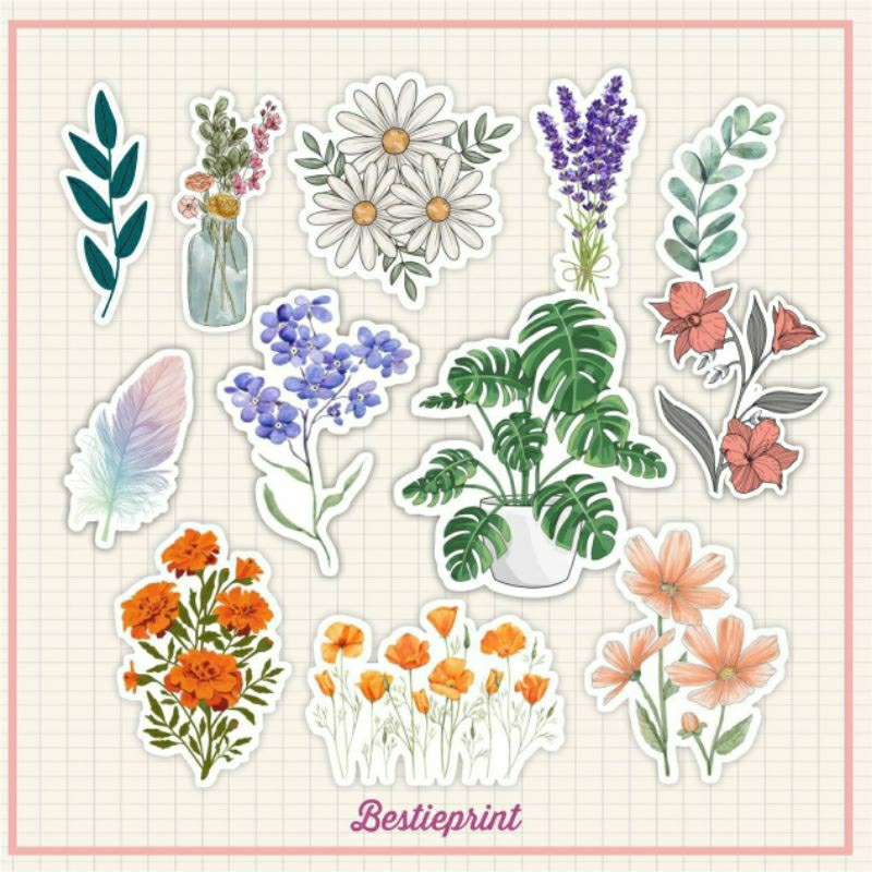 Jual STICKER AESTHETIC FLOWER SERIES-Stiker Bunga by Bestieprint ...