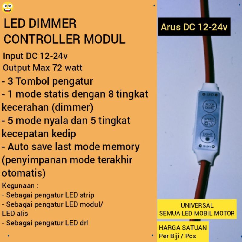 Jual Modul mini led dimmer controller kedip flashstrobo blitz arus DC ...