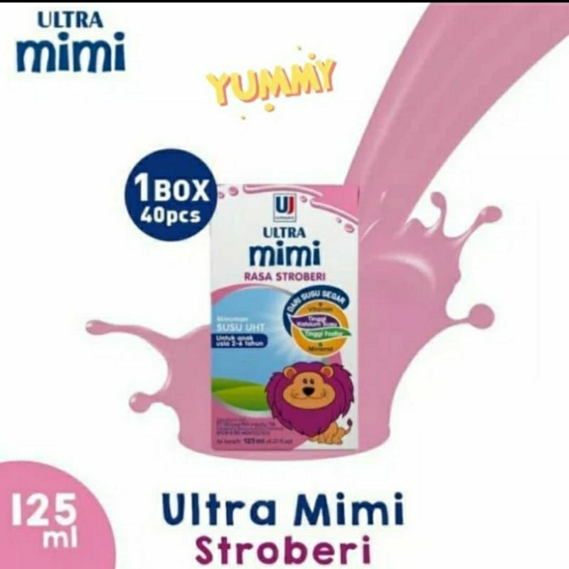 Jual [per Carton] Ultra mimi susu strawberry 125 ml | dus isi 40 pcs ...