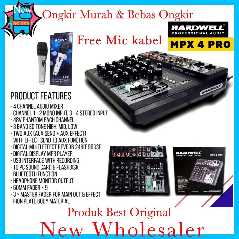 Jual Mixer Audio Hardwell Mpx4pro effect reverb Mpx 4 Pro 24 bit 99 dsp | Shopee Indonesia