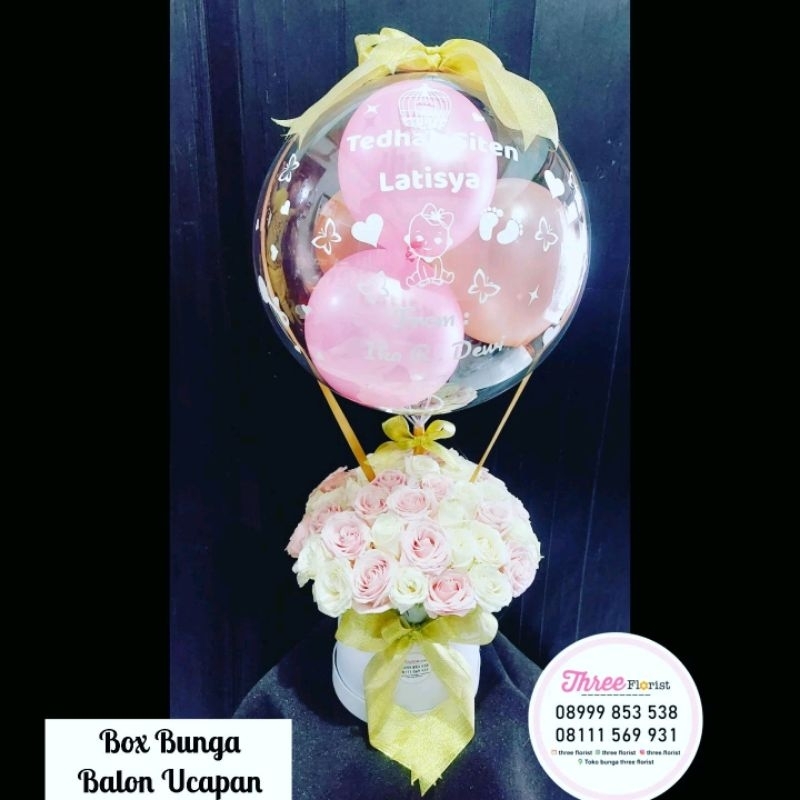 Jual box bunga balon / box bunga balon ucapan / bunga mawar fresh ...