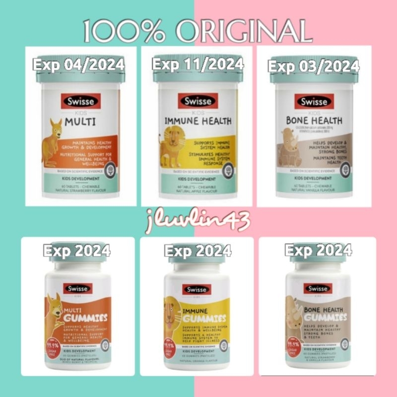 Jual Swisse Kids Immune Health/Swisse Multi/Bone Health Kids 60 tablet, 60 Gummies-Swisse ...