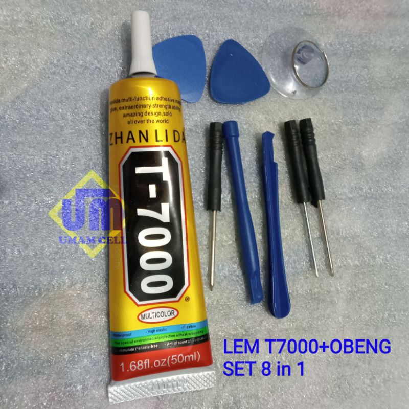 Jual LEM HP LEM BACKDOOR T7000 50ML HITAM PLUS OBENG SET 8 IN 1 ...