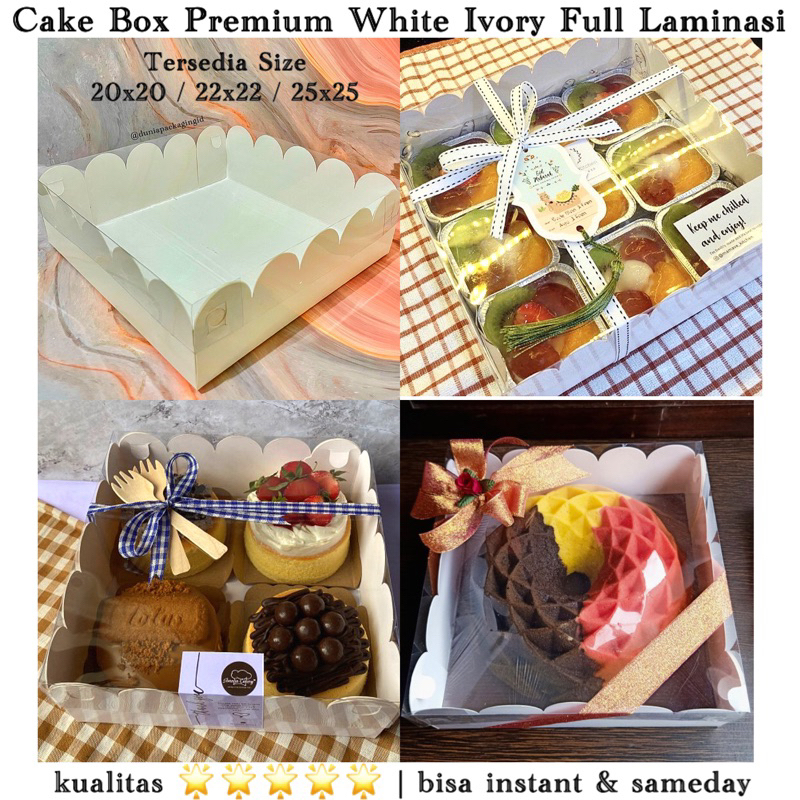 Jual Kotak Kue Mewah Tutup Mika 20x20 / 22x22 / 25x25 Full White ...